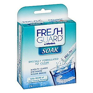 Fresh Guard Soak Specially Formulated for Retainers Mouthguards and Removable Braces, 24 Count (Pack of 12)