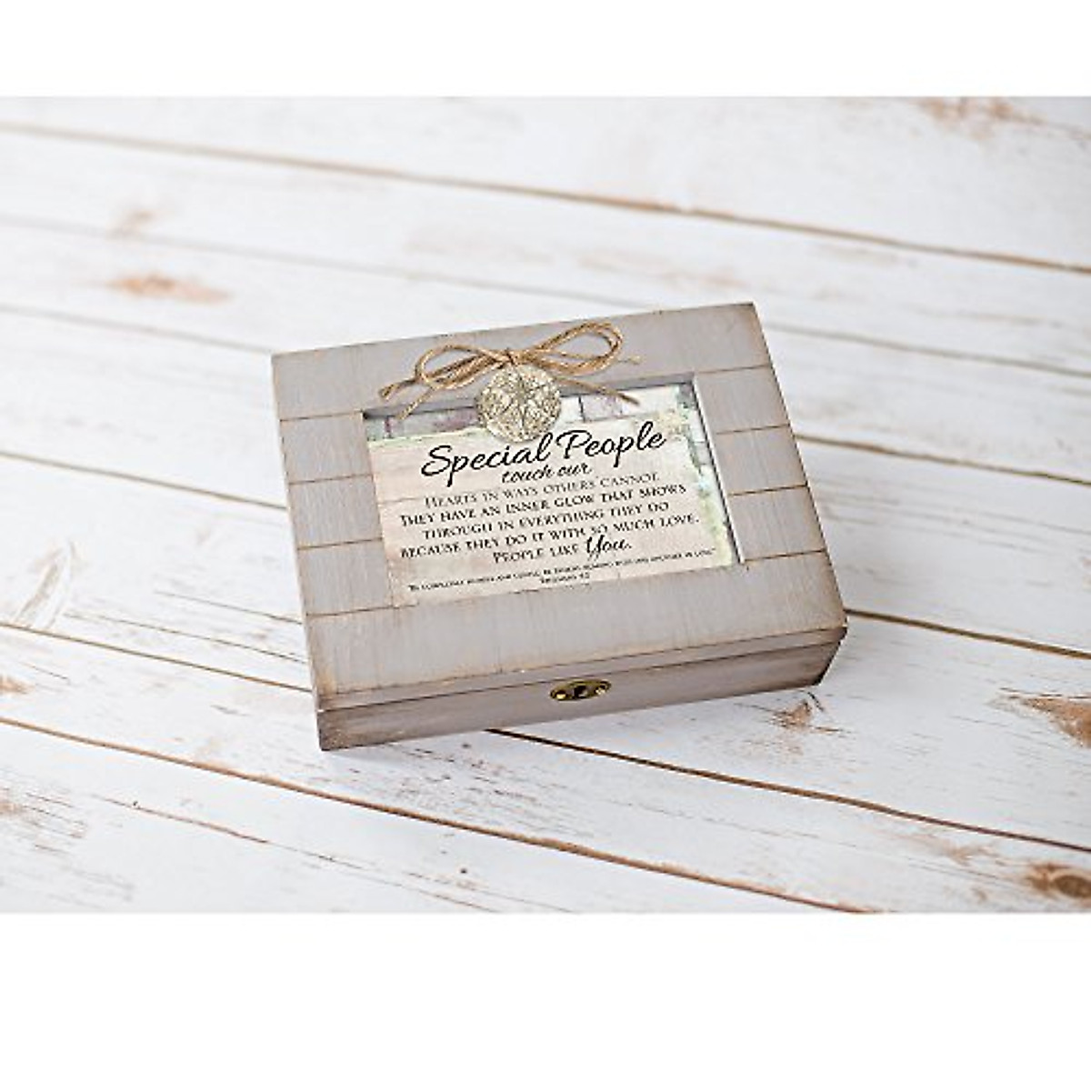 Cottage Garden Special People Touch Our Hearts Grey Distressed Locket Music Box Plays Amazing Grace
