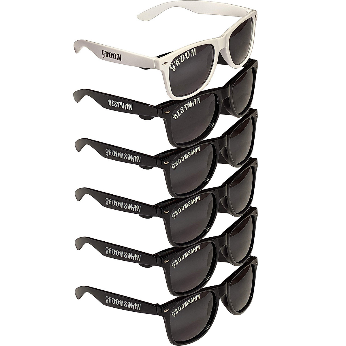6-pack Polarized Bachelor Party/Wedding Sunglasses Gifts Props Supplies Groom Groomsman Best Man