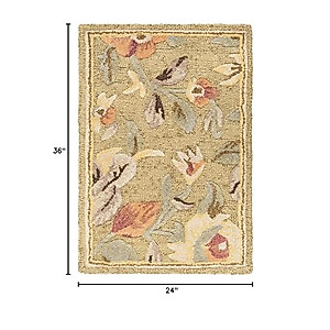 SAFAVIEH Blossom Collection 2' x 3' Green/Multi BLM785A Handmade Floral Premium Wool Accent Rug