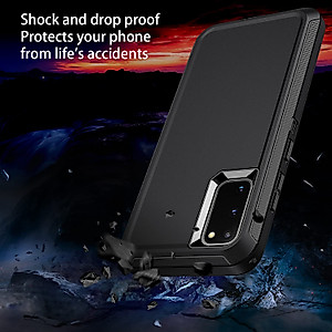 Mieziba for Galaxy S20 5g Case,Shockproof Dropproof Dustproof 3-Layer Full Body Protection Rugged Heavy Duty High Impact Hard Cover Case for Galaxy S20 6.2 inch,Black
