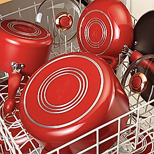 Paula Deen Signature Dishwasher Safe Nonstick Cookware Pots and Pans Set, 17 Piece, Red