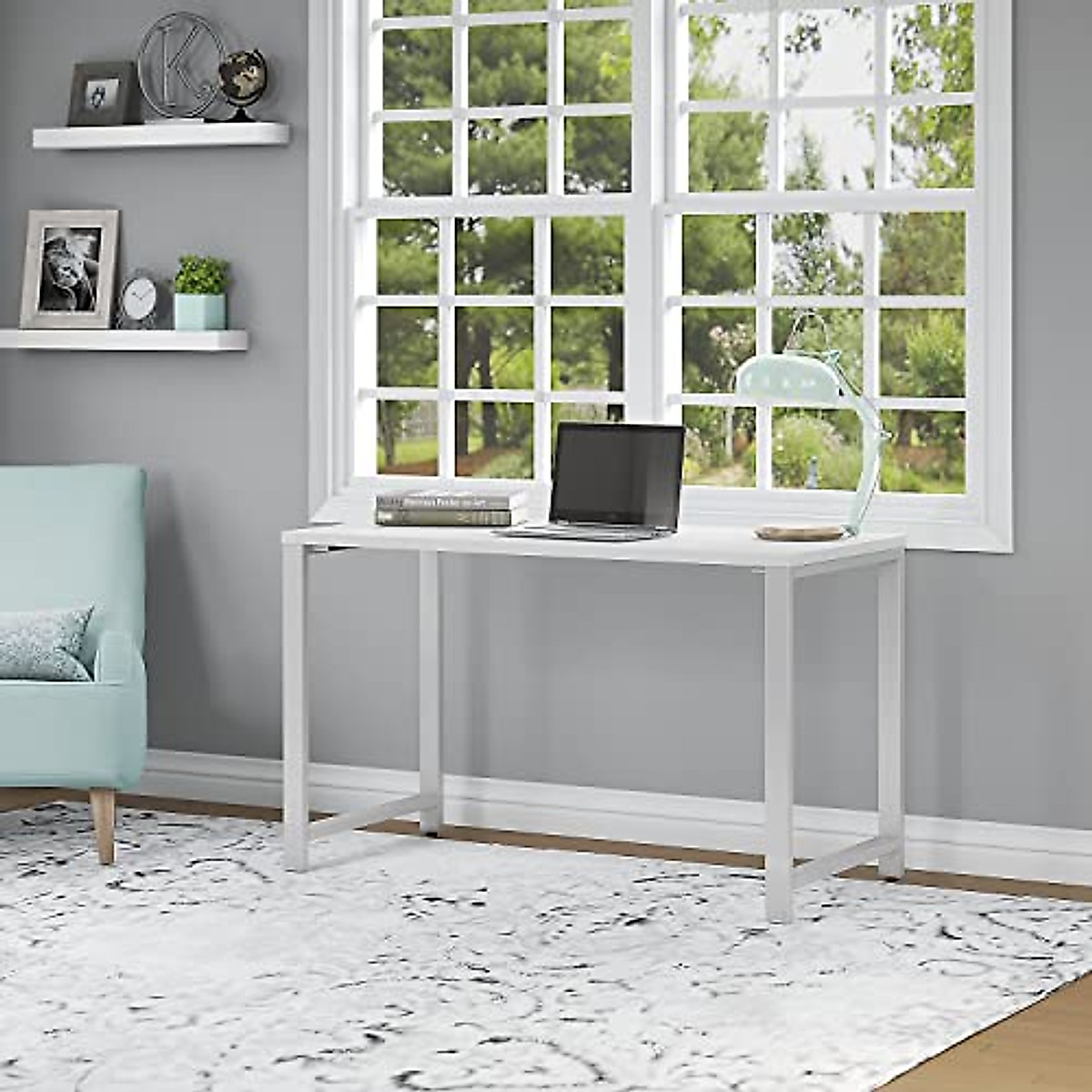 Bush Business Furniture 400 Series Table Desk with Metal Legs, 48W x 24D, White