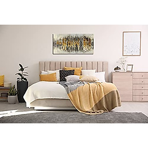 Grey and Gold Abstract Wall Art Paintings Print Artwork 1 Pieces Stretched and Framed Modern Brown Wall Decor Canvas Print Wall Art for Living Room Home Office Bedroom Kitchen Wall Decor 20"x40"