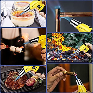 TBTEEK Butane Torch, Refillable Kitchen Torch With Safety Lock and Adjustable Flame Handheld Cooking Torch Lighter for Creme Brulee, Baking, BBQ, DIY Crafts (Butane Not Included)