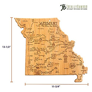 Totally Bamboo Destination Missouri State Shaped Serving and Cutting Board, Includes Hang Tie for Wall Display