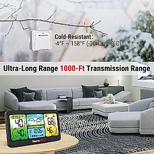 ThermoPro TP280 1000FT Home Weather Stations Wireless Indoor Outdoor Thermometer, Indoor Outdoor Weather Stations with Swiss-Made Sensor, Inside Outside Weather Thermometer Barometer with Forecast