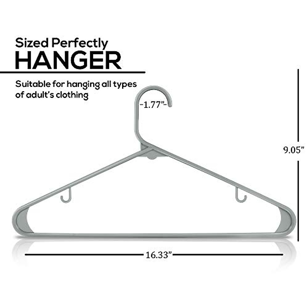 Utopia Home Plastic Hangers 100 Pack - White Hangers 50 Pack with Shoulder Grooves & Grey Hangers 50 Pack with Hooks - Heavy Duty Slim & Sturdy Clothes Hangers