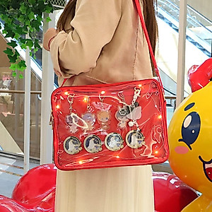 Ita Bag with Insert Large Canvas Shoulder Tote Ita Purse for Cosplay Transparent Canvas Ita Bag (pink)