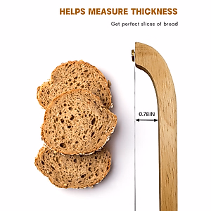 SONKONIA 15.7'' Rubberwood Bread Knife for Homemade Bread, Bread Bow Knife Slicer, Double-Sided Serration for Left & Right-Handed Use, Perfect Sourdough Cutter and Kitchen