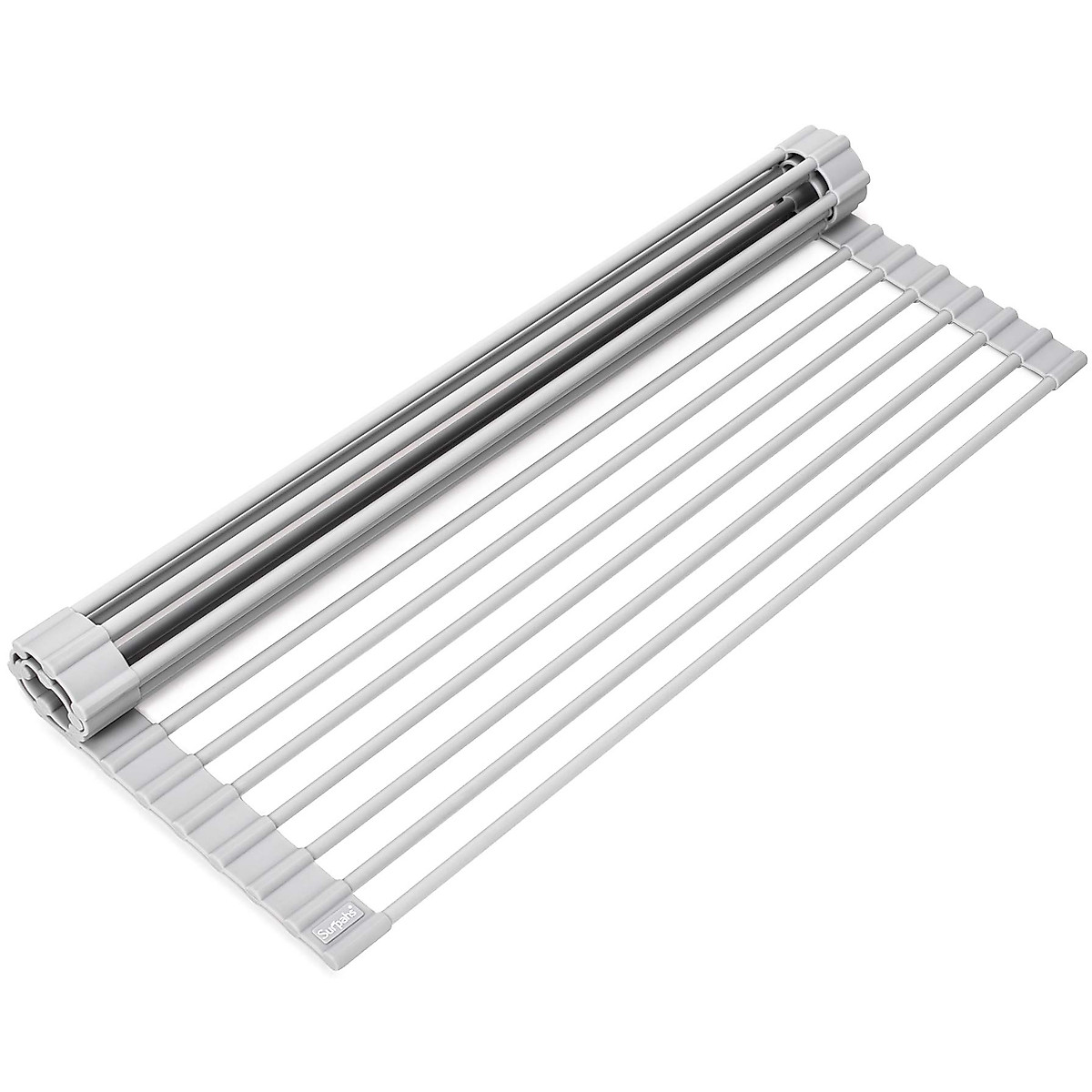 Surpahs Over The Sink Multipurpose Roll-Up Dish Drying Rack (Warm Gray, 17.5" x 13.1" - Small)
