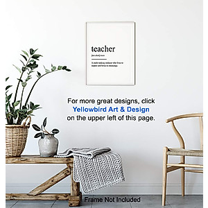 Teacher Definition Wall Art, Home Decor - Typography Poster, Print - Unique Room Decorations for Classroom, School - Gift for Teachers Appreciation - 8x10 Photo Unframed