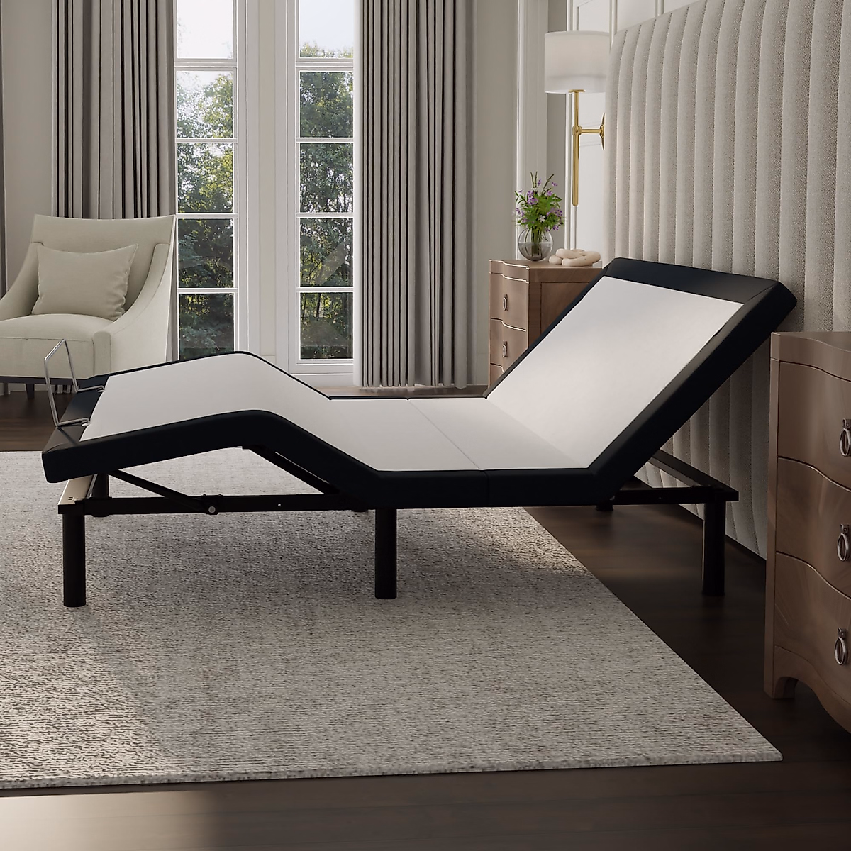 Blissful Nights e4 Full Size Adjustable Bed Base Frame with Massage, Anti-Snore, Zero Gravity, Dual USB Charging Station, Under Bed Nightlight, Wireless Remote Head and Foot Incline