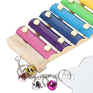 LZKW Chicken Xylophone Toy, Chicken Toys Chicken Coop Pecking Toy Non‑Toxic Natural with Mirror Bell 8 Metal Keys for Parrots for Attracting Chicken for Hens
