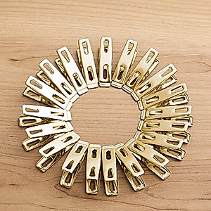 AITRAI Stainless Steel Clothespins-50 Pack Gold Clothespins Wire Metal Clothes Pins Laundry Clips for Outdoor Clothesline Home Kitchen Travel Office Decor Food Bag (Gold)