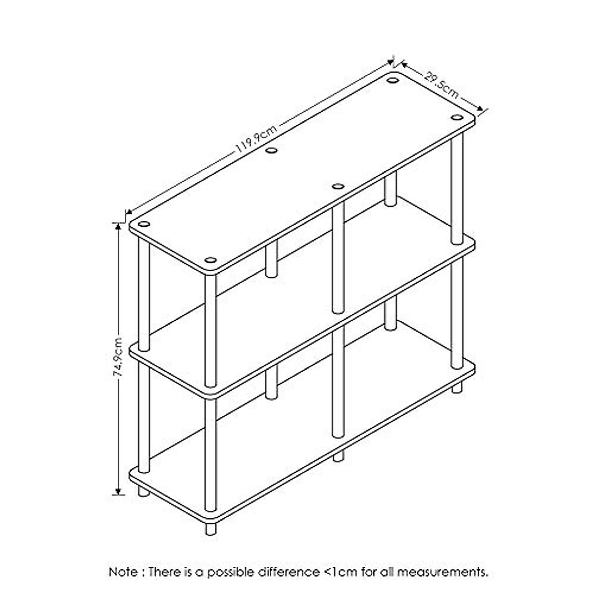 Furinno (99557BE/WH Turn-N-Tube 4-Tier Multipurpose Shelf Display Rack - Beech/White & 99130BE/WH 3-Tier Double Size Storage Display Rack, Beech/White