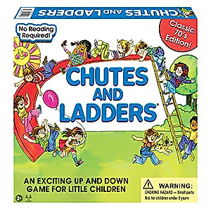 Classic Chutes And Ladders with 1970's Artwork by Winning Moves Games USA for Children Ages 3 and Up, Preschool Games for 2-4 players (1195)