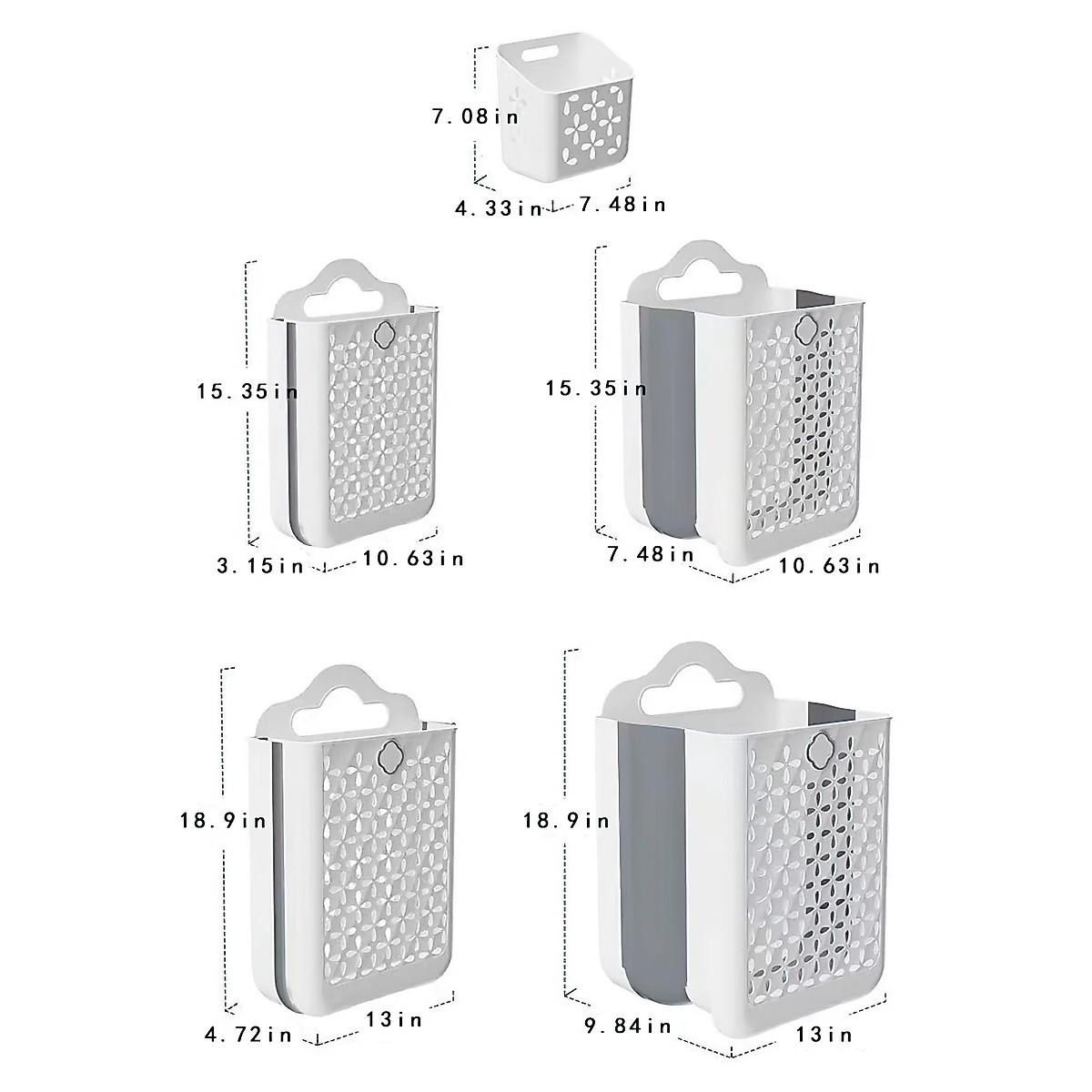 Collapsible Laundry Hamper 3 Packs Laundry Basket Portable Dirty Clothes Basket Space Saving Foldable Storage Multi-function Container