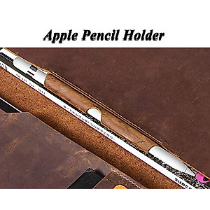 Leather Sleeve for iPad Pro 12.9" with Pencil Holder & Card Holder - Handmade from Genuine Leather (Cover, Bag, Case, Protection)