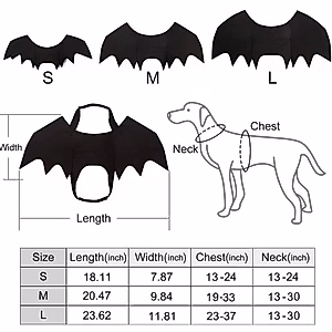 Dog Bat Costume, Halloween Pet Costume Bat Wings Cosplay Medium Dog Dress Up Accessories for Party