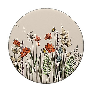 Cute Summer Wildflowers Pattern Design Floral on Beige PopSockets Standard PopGrip