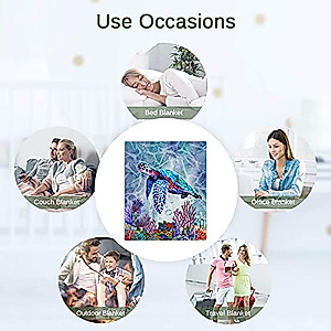 Joyloce Sea Turtle Flannel Fleece Throw Blanket 60"x50", Ocean Animal Tortoise Birthday Gifts Idea Throws and Blankets, Decorative Cover Super Cozy Lightweight in Home Bed Sofa