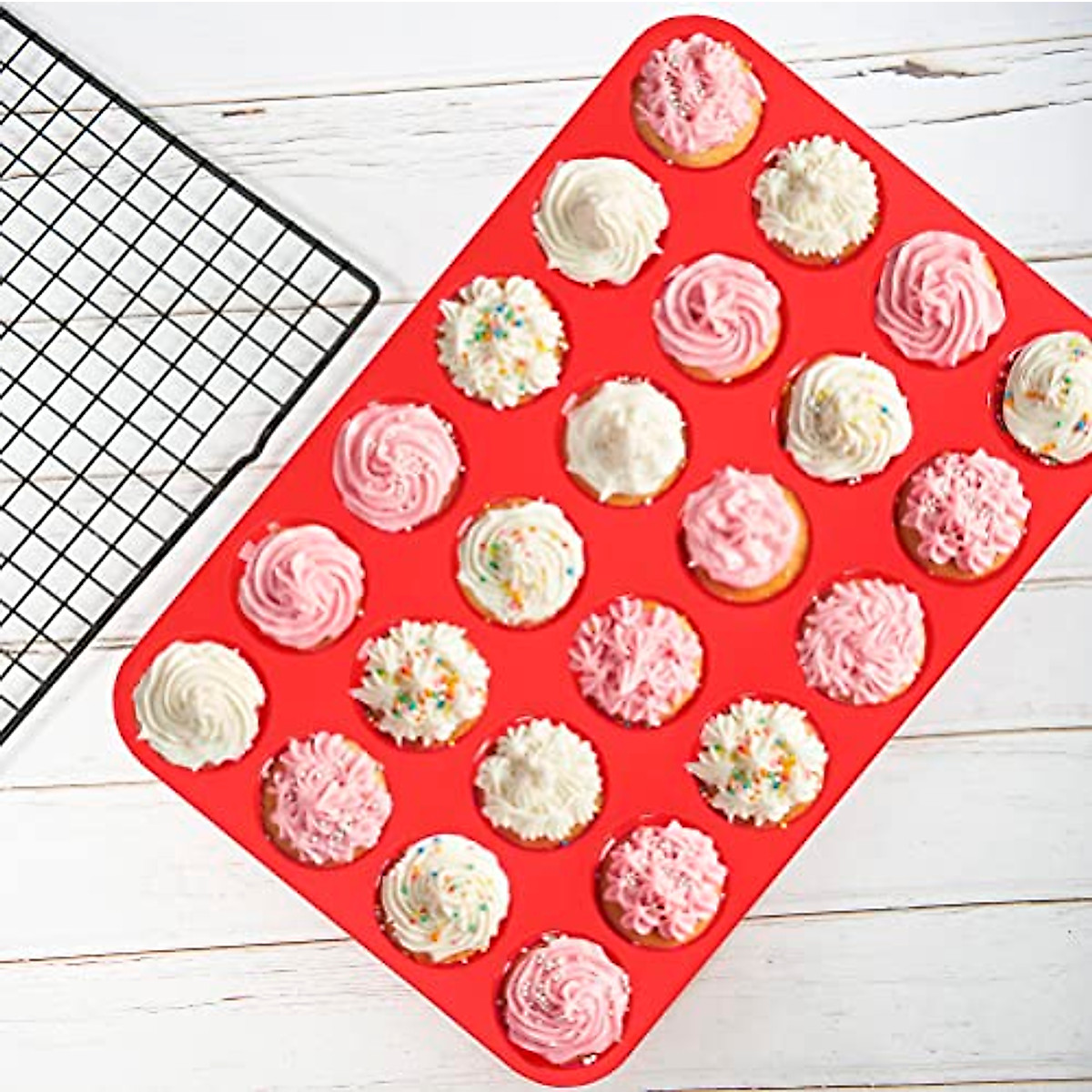 Anxbbo Silicone Muffin Pan Set - Mini 24 Cups and Regular 12 Cups Muffin Tin, Non-Stick Bakeware Silicone Molds for Muffins, Cupcakes, Bread, Tart and Desserts