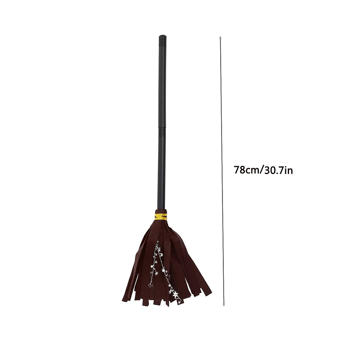 BinaryABC Halloween Witches Broom Plastic Broom,Halloween Masquerade Dress Up Costume Decoration Supplies(Brown)