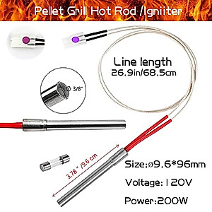 2-Pack 120V 200W Ignited Rod Replacements for Treager Pit Boss Pellets Grill/Smoker Parts