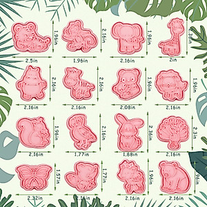 16 Pcs Animal Cookie Cutters with Plunger Stamps Set 3D Animal Shape Cookie Cutters Animal Embossing Cutter for Biscuit Fondant Cheese Baking Molds Forest Animal Biscuit Baking for DIY (Animals Style)