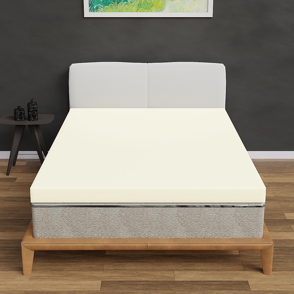 Nutan 3-Inch High Density Foam Topper,Adds Comfort to Mattress, Queen, Beige