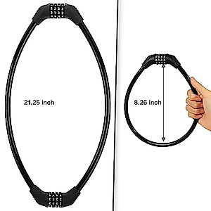 Bike Cable Lock, Set Your Own Combination Bicycle Lock, Combination Cable Lock for Outdoor Equipment, Black