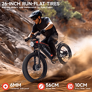 Electric Bike for Adults - 2000W Ebike with 37MPH 50Miles Range, 26'' x 4.0'' Off-Road Fat Tires Bicycle,52V 22Ah Removable Battery Electric