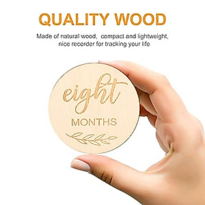 Toyvian 1Set Baby Monthly Milestone Cards Wooden Discs Double Sided Milestone Cards, Newborn Photography Props
