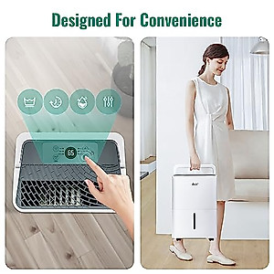 DuraComfort Dehumidifier For Home With hose,1000 Sq Ft Dehumidifiers for Bedroom Bathroom Basement Closet Kitchen RV Humidity Removal Air Dehumidifier,white