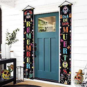 KatchOn, Dia De Los Muertos Porch Sign Banners - Large, 72x44 Inch | Dia De Los Muertos Door Covers, Dia De Los Muertos Decorations | Day of the Dead Door Banner, Day of the Dead Halloween Decorations