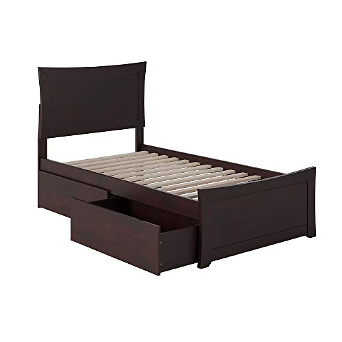 AFI Metro Twin Extra Long Platform Bed with Matching Footboard and Turbo Charger with Urban Bed Drawers in Espresso