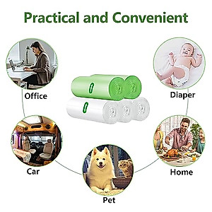 Qunbive 4 Gallon Trash Bag, Leakproof Small Garbage Bags, Biodegradable Trash Bags, Sturdy Mini Small Trash Bags for Bathroom Office Kitchen (White/Green 100 Count)