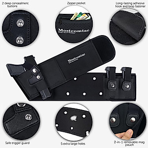 Mostcomtac Belly Band Holster - Gun Holster for Women and Men, Concealed Carry Waist holster for Most Pistols and Revolvers, Fits Glock, Smith Wesson, Taurus, Ruger, Shield, Etc