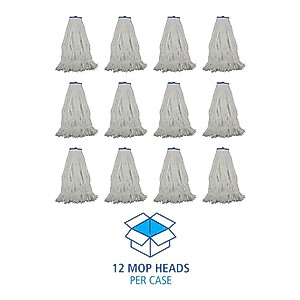 Boardwalk BWK824R 24 oz. Lie-Flat Rayon Fiber Mop Head - White (12/Carton)