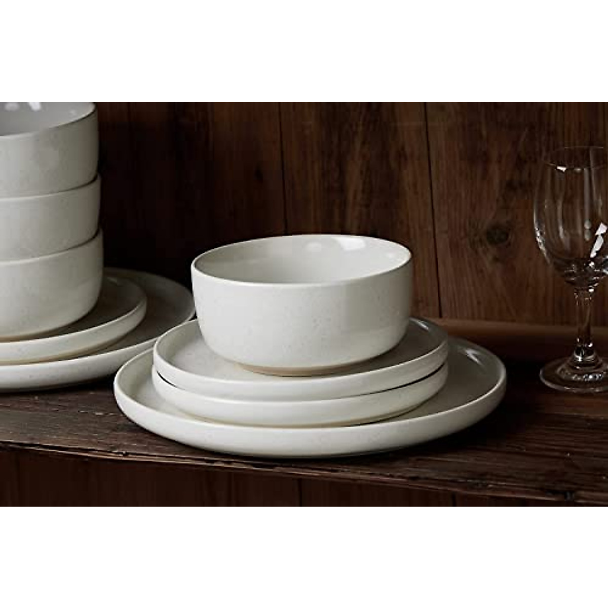Famiware Plates and Bowls Set, 12 Pieces Dinnerware Sets, Dishes Set for 4, White