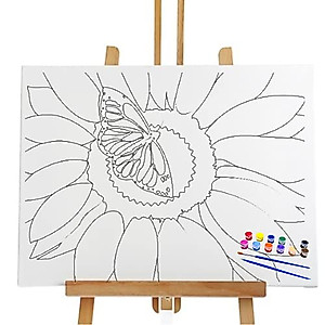 Essenburg Pre Drawn Canvas Paint Kit | Teen, Kids and Adult Sip and Paint Party Favor | DIY Date Night Couple Activity| Canvas Boards for painting| Birthday Party Gift Sunflower (S 8X10 CANVAS ONLY)