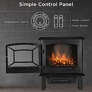 Electric Fireplace Heater Fake Wood Freestanding Fireplace Stove with Realistic Dancing Flame Effect CSA Certified Overheating Safety Protection fire Place Mantle Decor for Living Room 17" 1400W