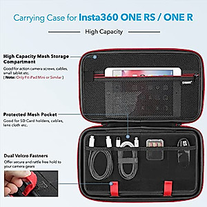 SYMIK S310-R Carrying Case for Insta360 ONE RS/R Action Camera, W/ Padded Separator; Fits Twin Edition, 4K Edition, Expert Edition, Invisible Selfie Stick, Bullet Time Handle/Tripod, Fast Charge Hub