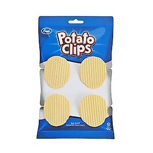 Genuine Fred, POTATO CLIPS - Set of 4 - Wavy Chip Bag Closures, Chip Clips, Bag Clips - Durable Plastic - 2" x 2.25" each - Exclusive Patented Design