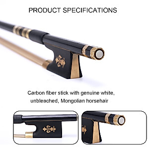 AMZZ 4/4 Professional Carbon Fiber Violin Bow - Performance Grade Violin Accessory for Violinists and Fiddlers of All Skill Levels (Carbon Fiber Bow 4/4 Size)