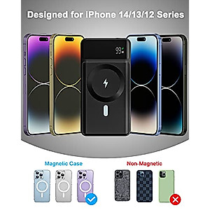 FEEL VOX Magnetic Wireless Portable Charger, Power Bank 10000mAh USB-C 18W Fast Charging Mag-net Safe Battery Pack with LED Display, Suitcase-Style Metal Retractable Stand for iPhone 14/13/12 Series