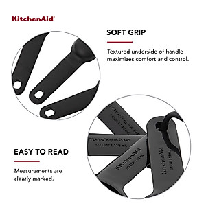 KitchenAid Universal Easy To Read Measuring Cup and Spoon Set with Soft Grip Handle for Maximum Control, Hang Hole and Nesting For Easy Storage, Dishwasher Safe, 9 Piece, Black