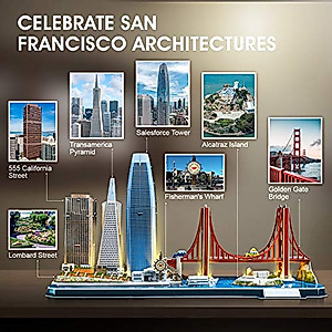CubicFun 3D Puzzles for Kids Ages 8-10 LED San Francisco Cityline, Arts and Crafts for Kids Ages 8-12 STEM Projects for Kids Ages 8-12 Gifts for 8 Year Old Toys for 8 Year Old Girls Architecture