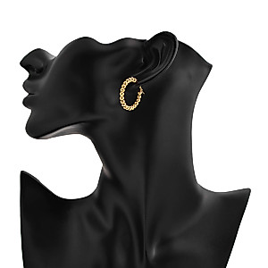 Edforce Stainless Steel Beads Hoop Earrings (27mm) (Gold)